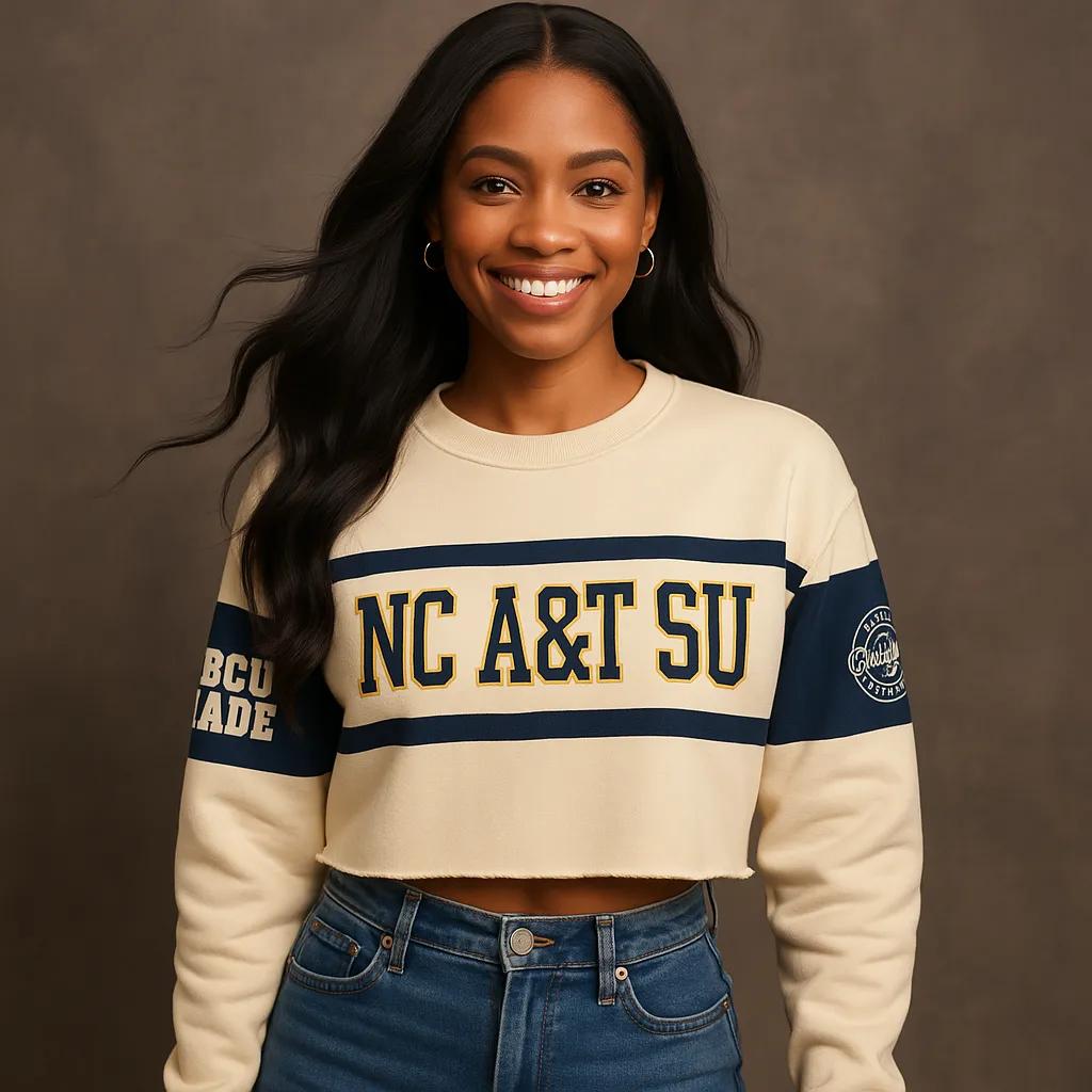 NC A&T SU | Chenille Cream Stripe Crop (a – collegiateluxe