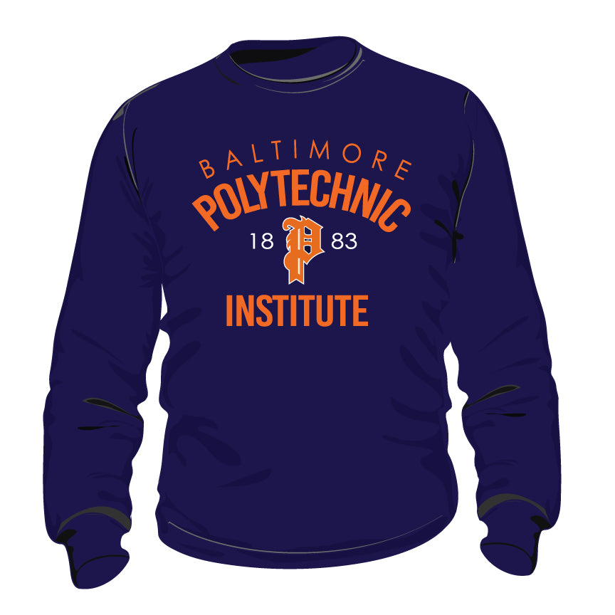 Baltimore Polytechnic Institute | BPI Chenille ARCH | Navy Sweatshirt ...