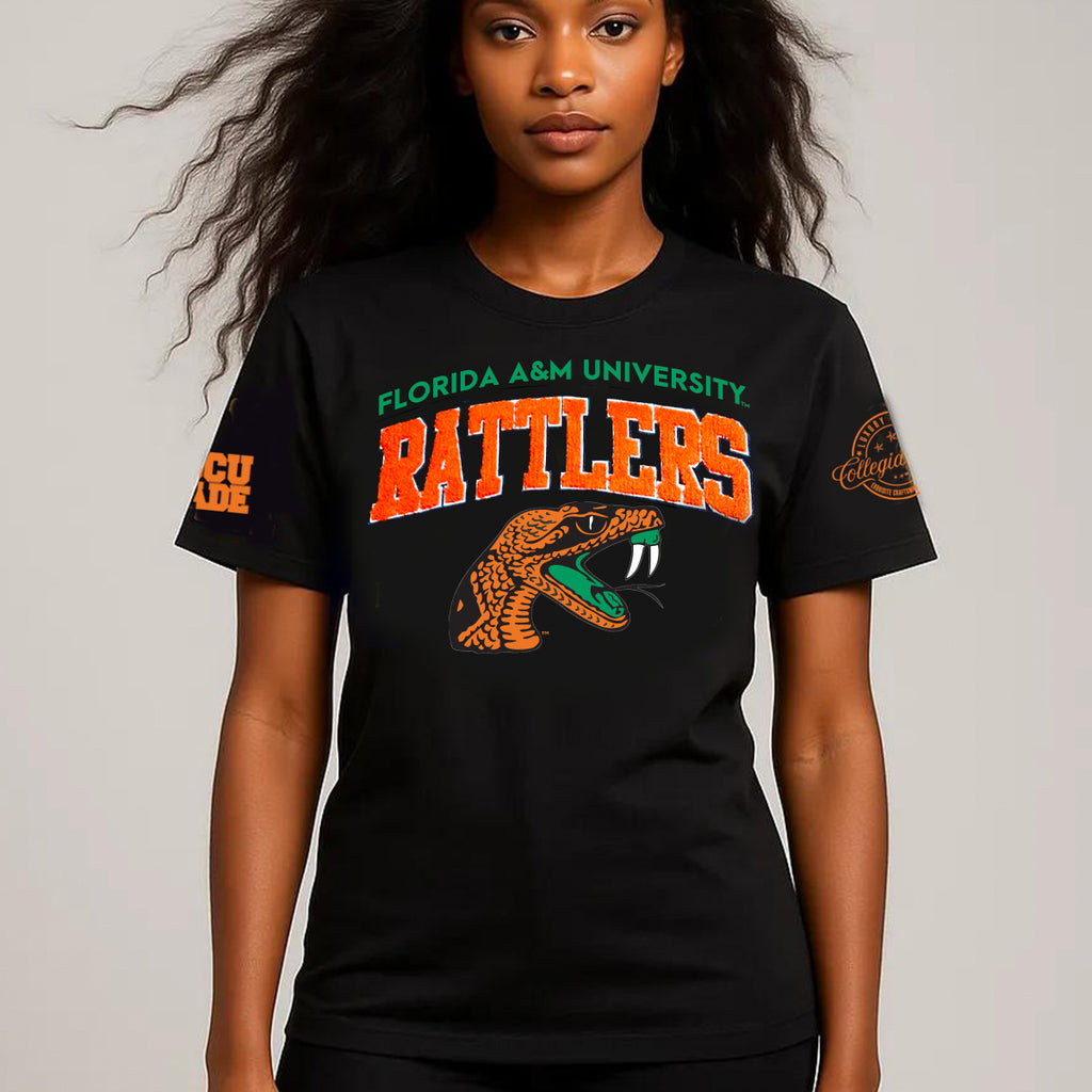 Pre Order ( June 15 ) FAMU | Black Chenille Rattlers Tees Unisex (aja ...