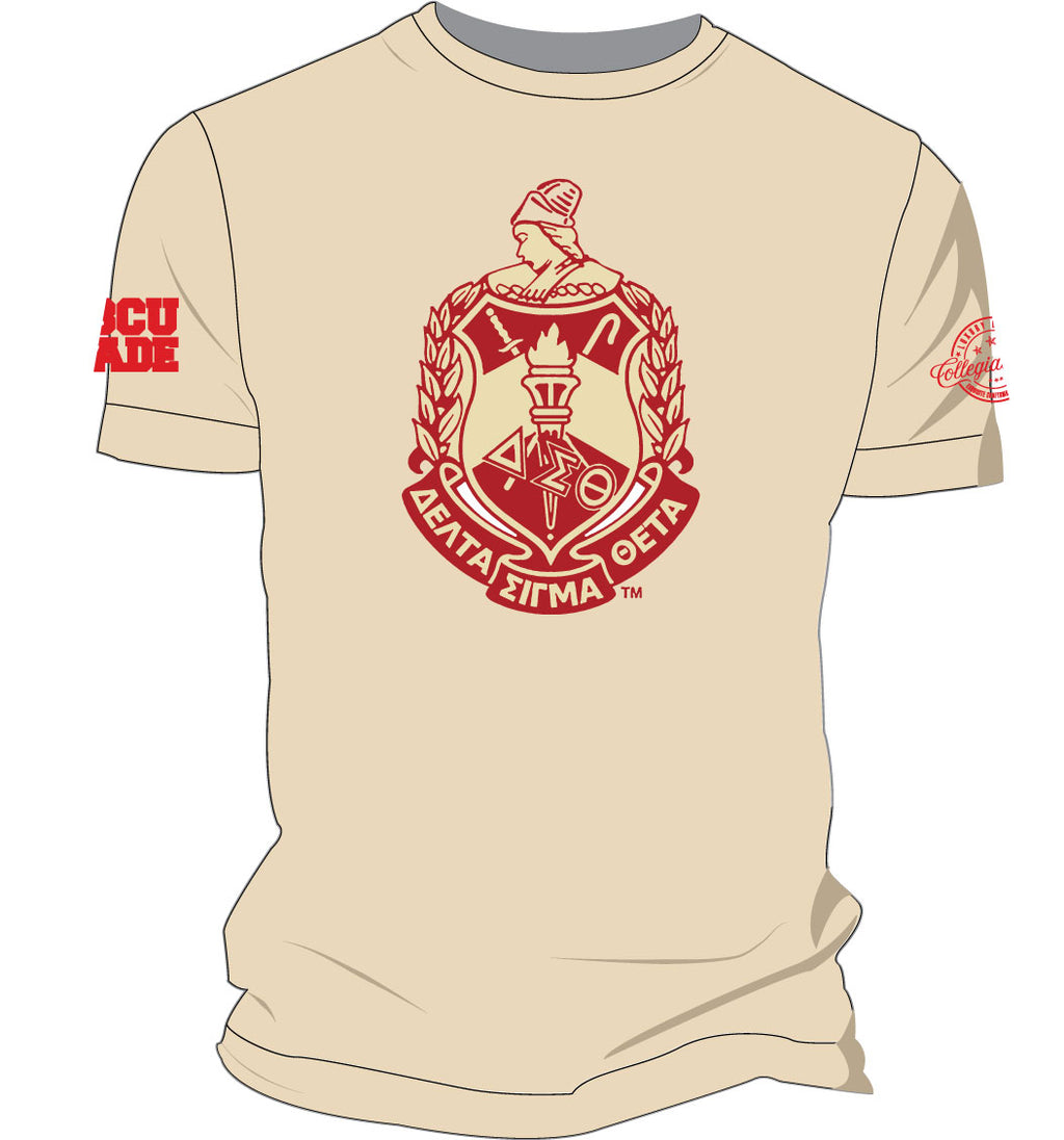 DELTA| Sigma Theta Cream Chenille Crest Tees (a** – collegiateluxe