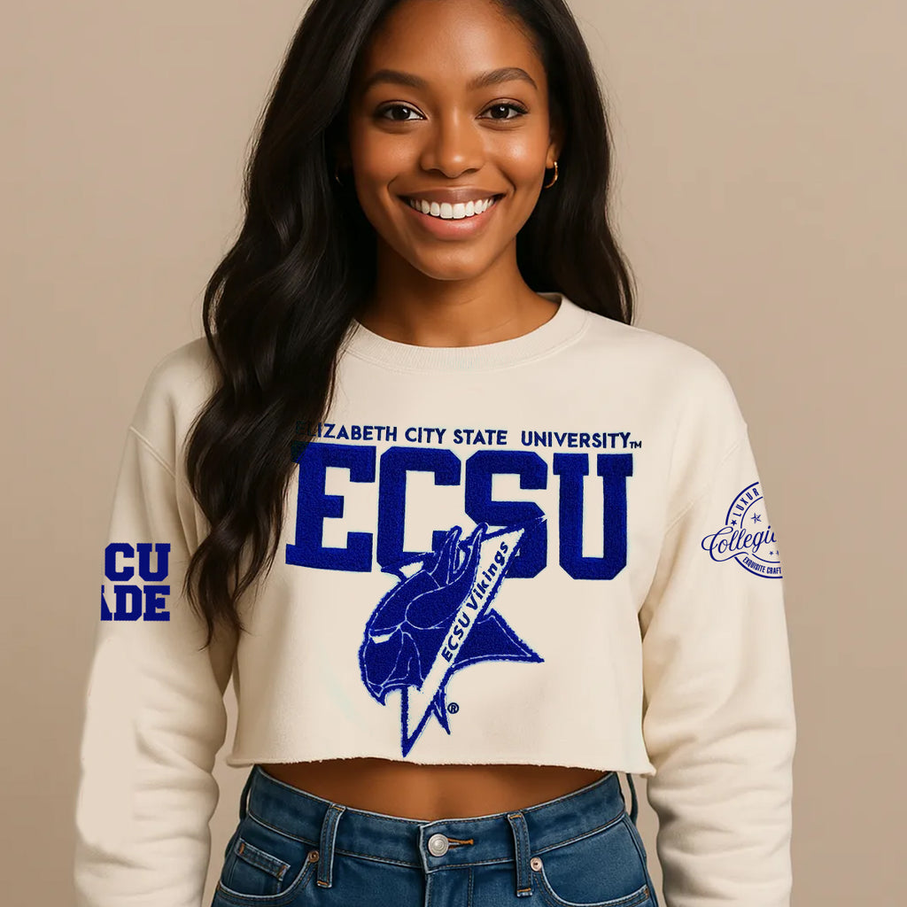 ECSU | Cream CROP TOP Sweatshirt (ari** – collegiateluxe
