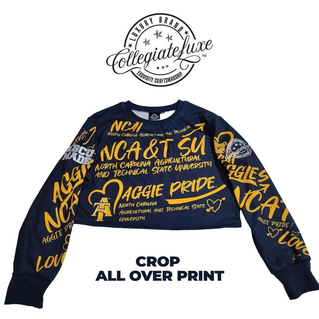 NC A&T SU | HIGH Crop All Over Print (**) – collegiateluxe
