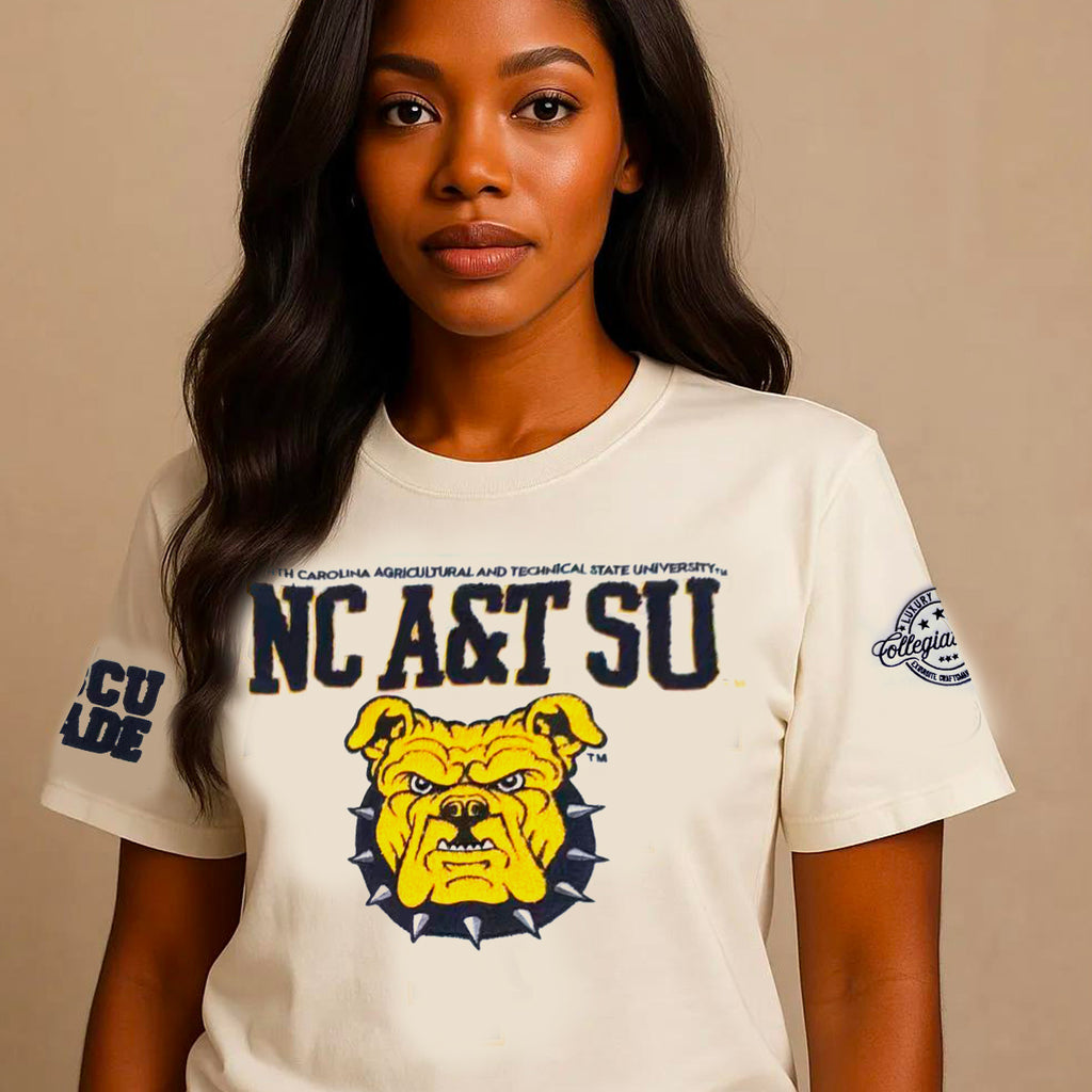 NC A&T SU | Logo CREAM Chenille Tees (aja** – collegiateluxe