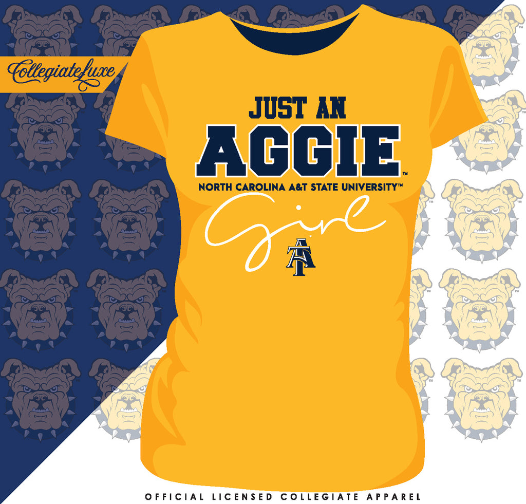 NC A&T SU | Just An Aggie Girl | Gold Ladies Tees (**) – collegiateluxe