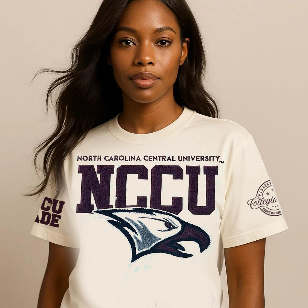 NCCU | Cream Chenille Logo Tees (a** – collegiateluxe