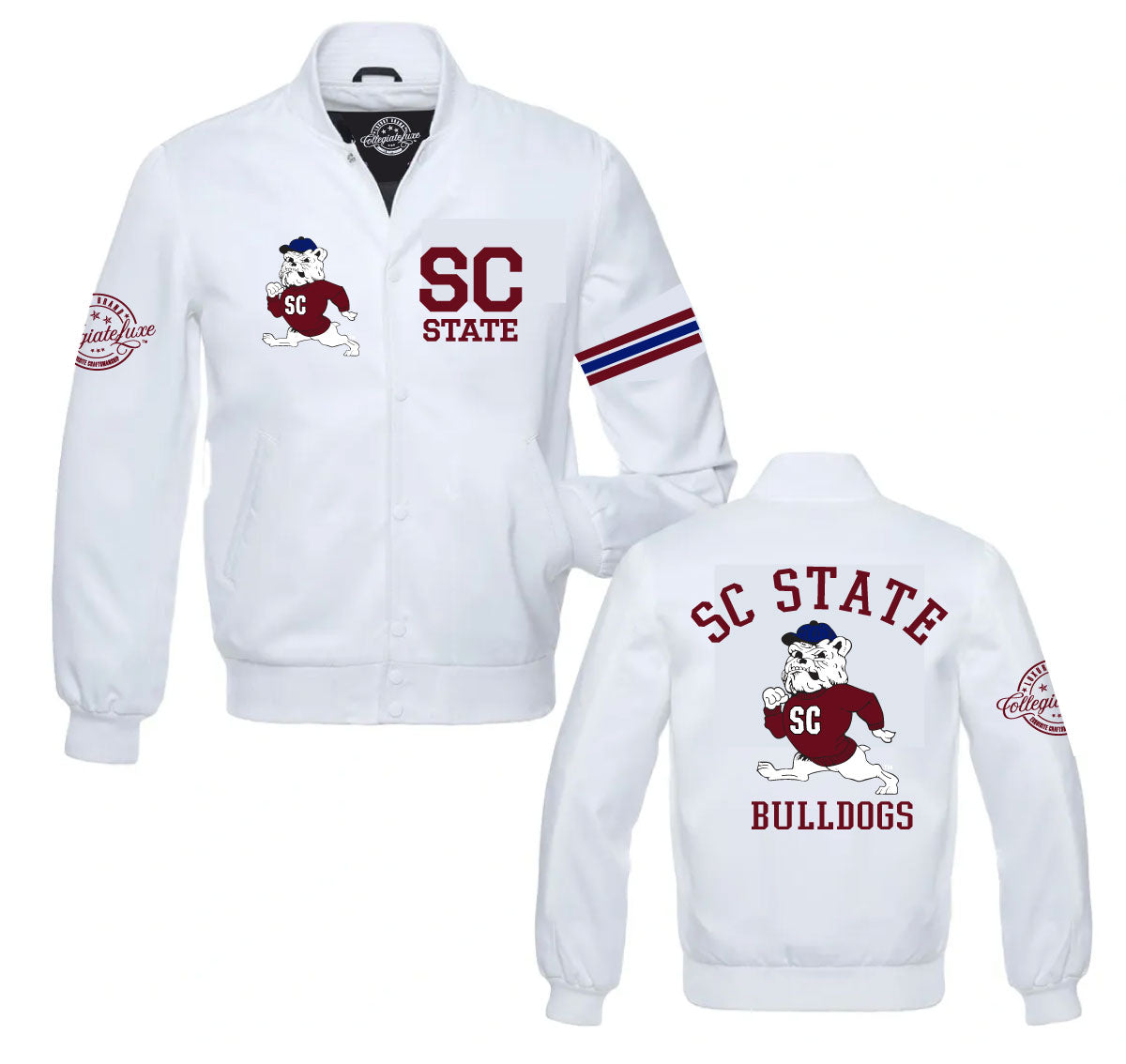 SC STATE | White Chenille Satin jacket (a ** – collegiateluxe
