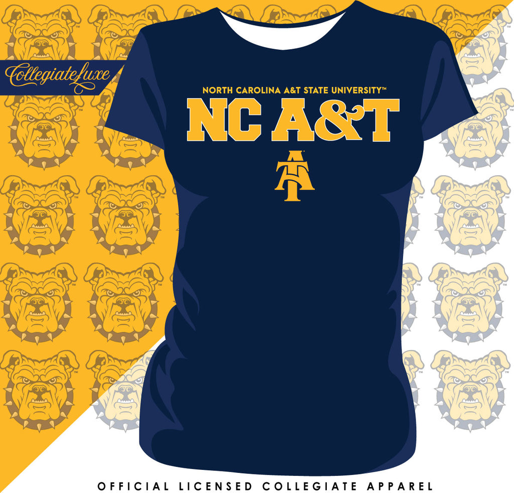 NC A&T SU | STUDENT LOGO Navy Ladies Tees (**) – collegiateluxe