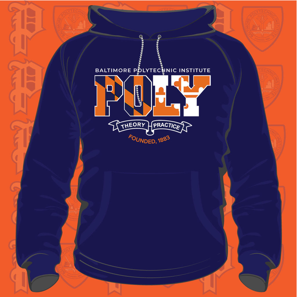 Baltimore Polytechnic Institute | FLAG COLORS Navy Unisex Hoodie ...