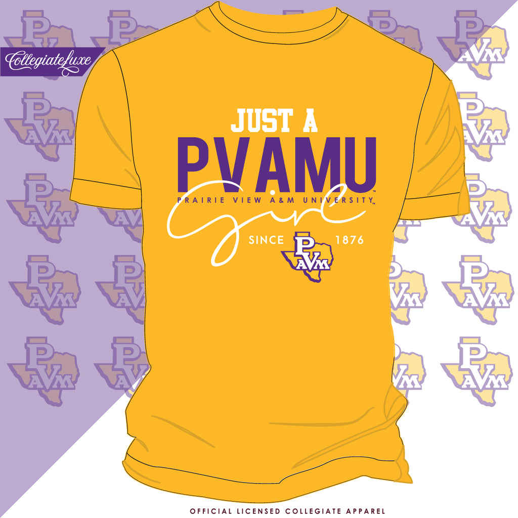 PVAMU | Just A PVAMU GIRL Gold Unisex Tees (**) – collegiateluxe