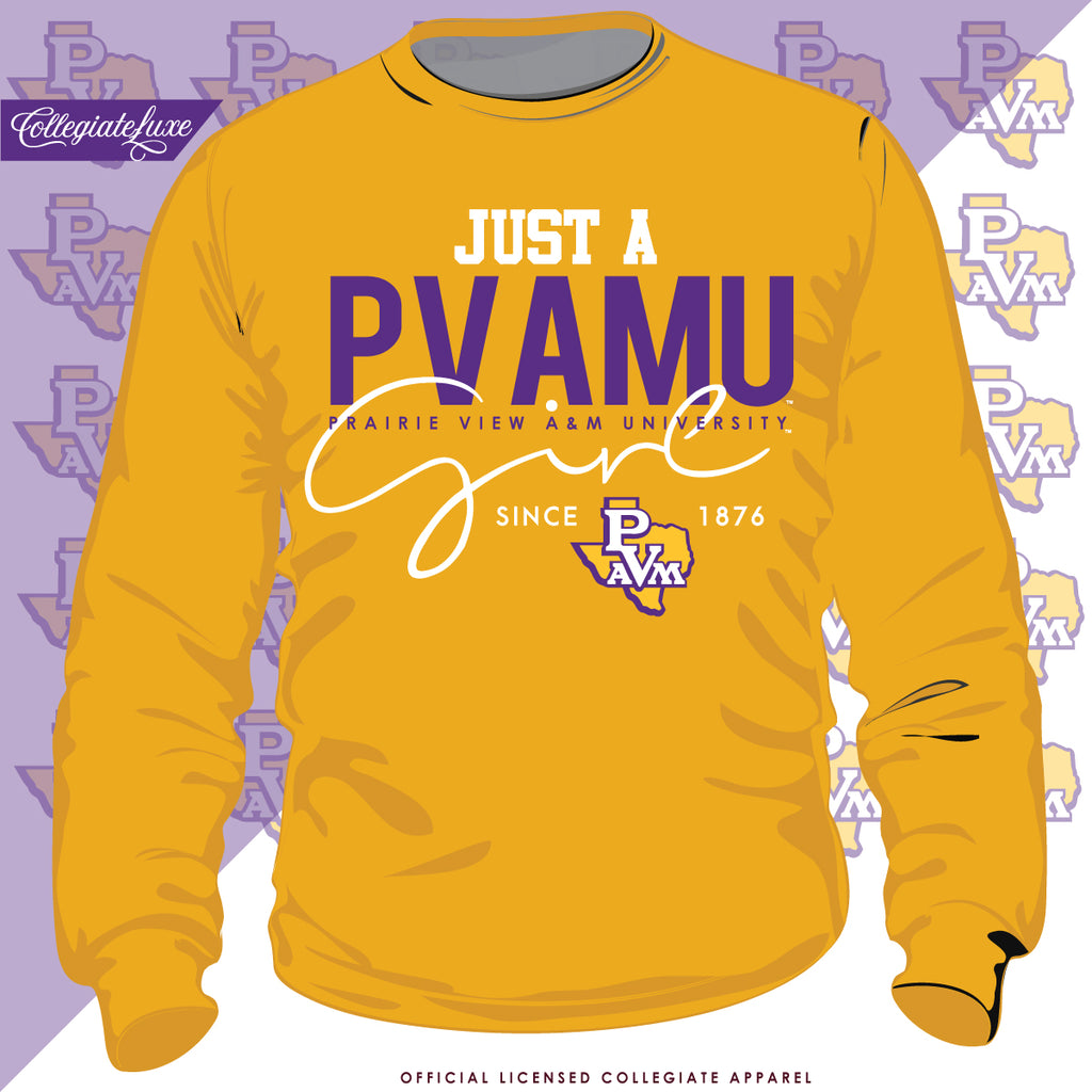 PVAMU | Just a PVAMU GIRL Gold Unisex Sweatshirt (**) – collegiateluxe