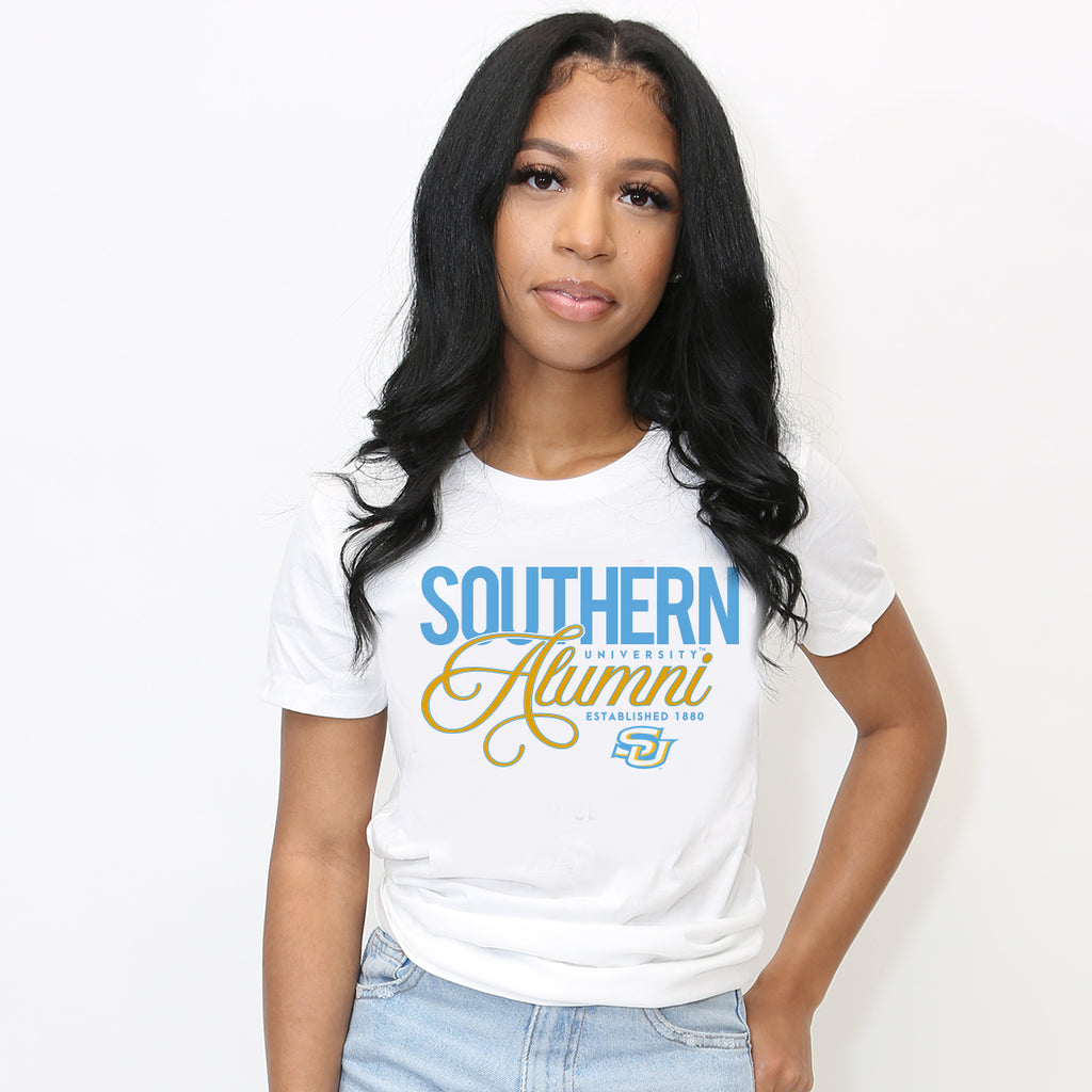 SOUTHERN UNIV. | FANCY ALUMNI White Ladies Tees -Z- – collegiateluxe