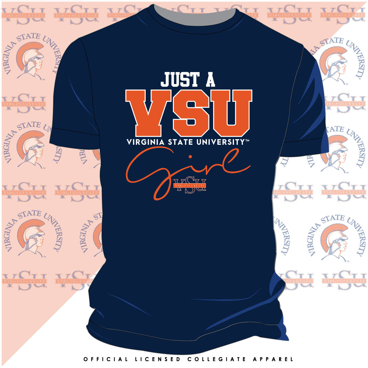 Virginia State | VSU JUST A GIRL | Navy Unisex T-Shirts (DK ...