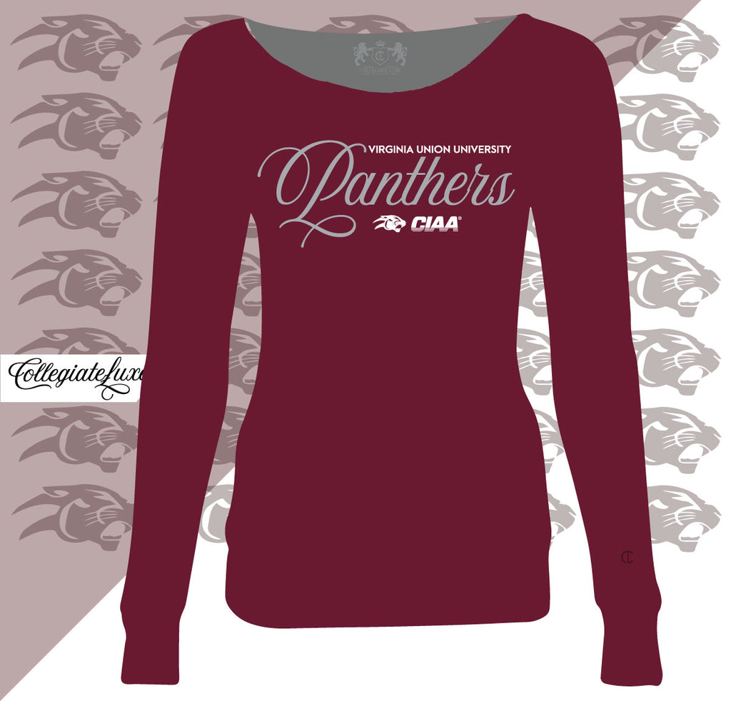 VUU | PANTHERS LOGO Maroon Off The Shoulders (**) – collegiateluxe
