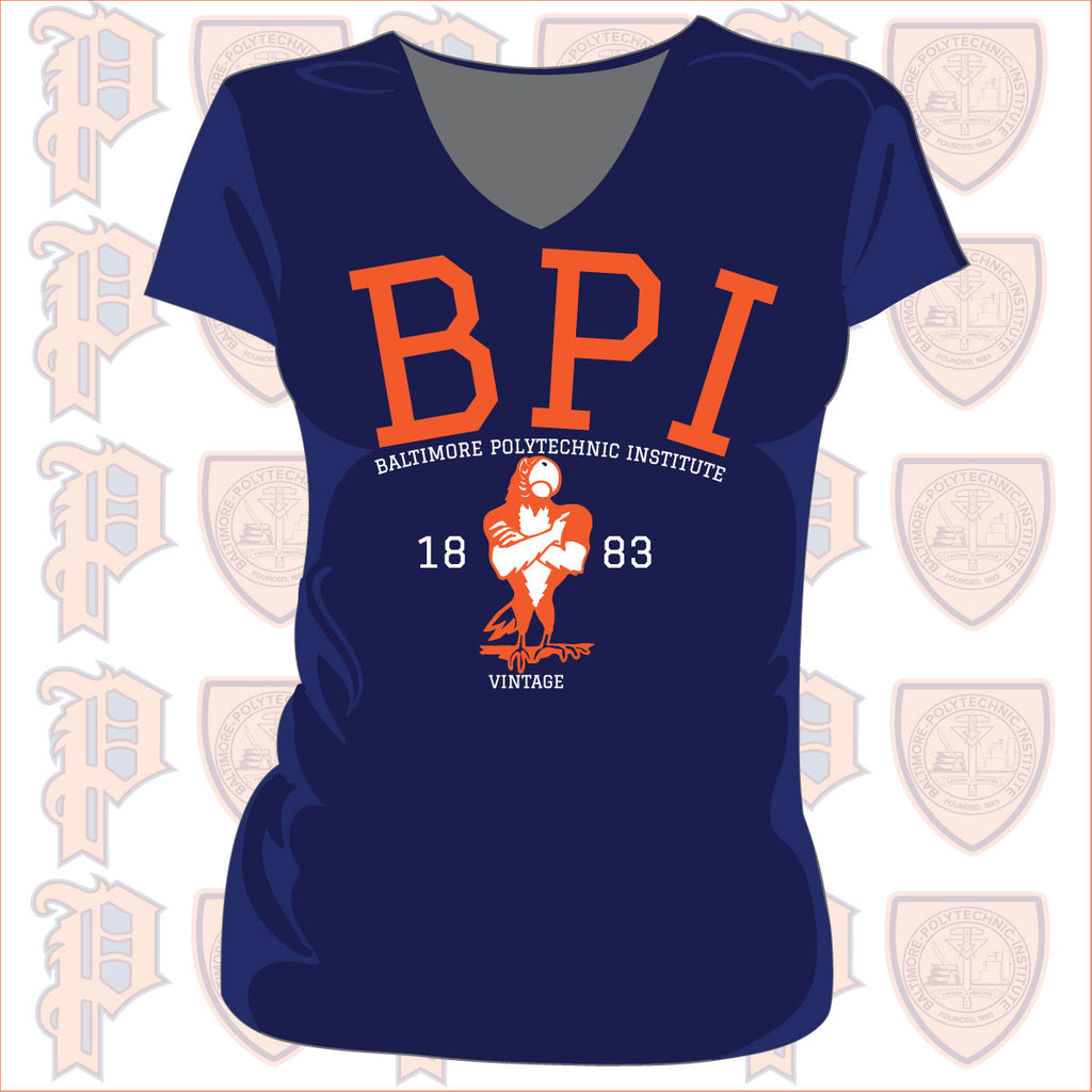 Baltimore Polytechnic Institute | Vintage BPI Navy Ladies V-Neck Tees ...