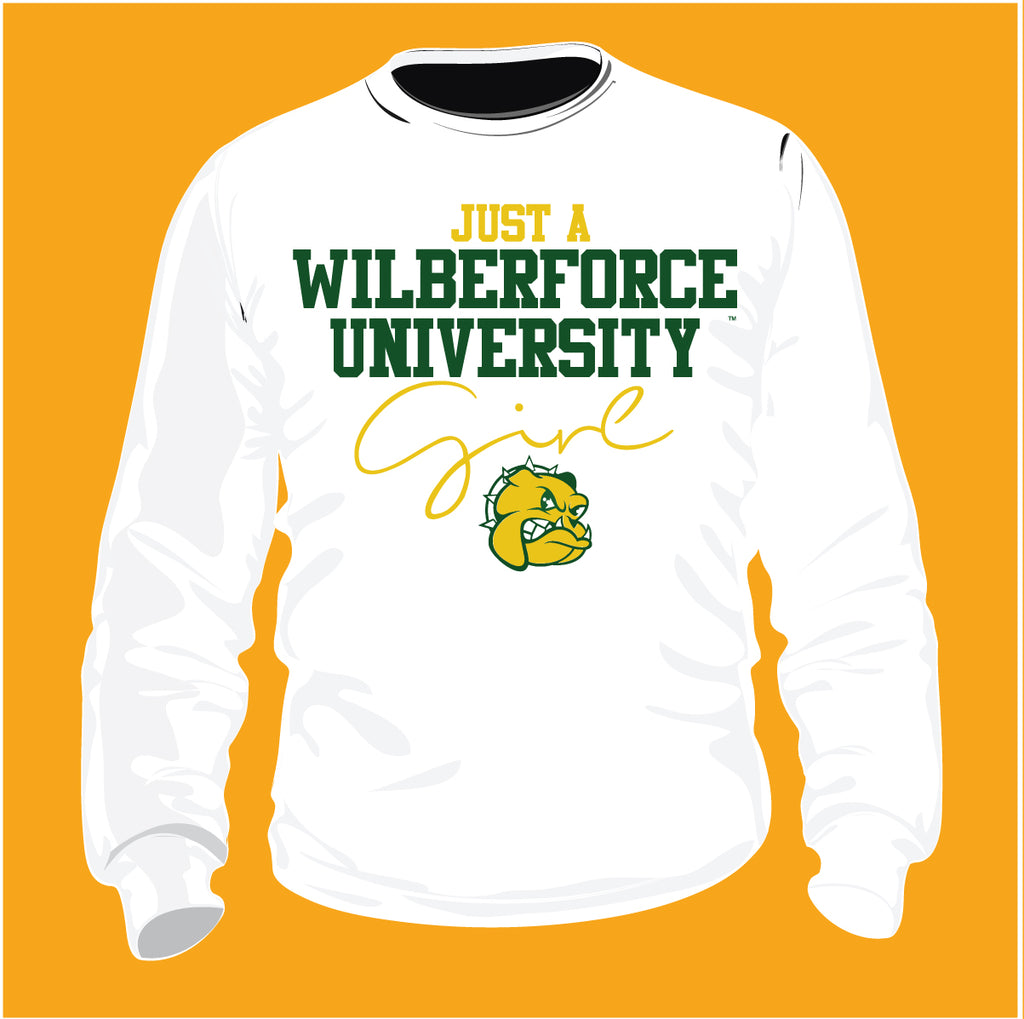 Wilberforce University | JUST | White Unisex Sweatshirt – collegiateluxe