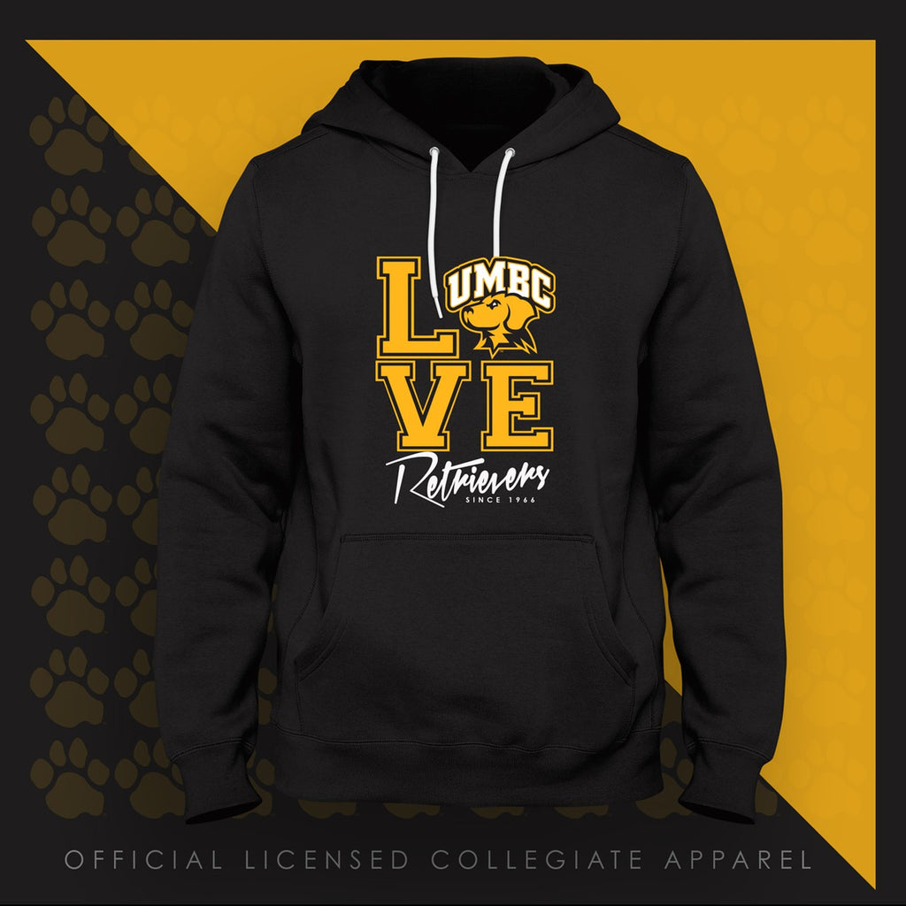 UMBC | LOVE Black Unisex Hoodies – collegiateluxe